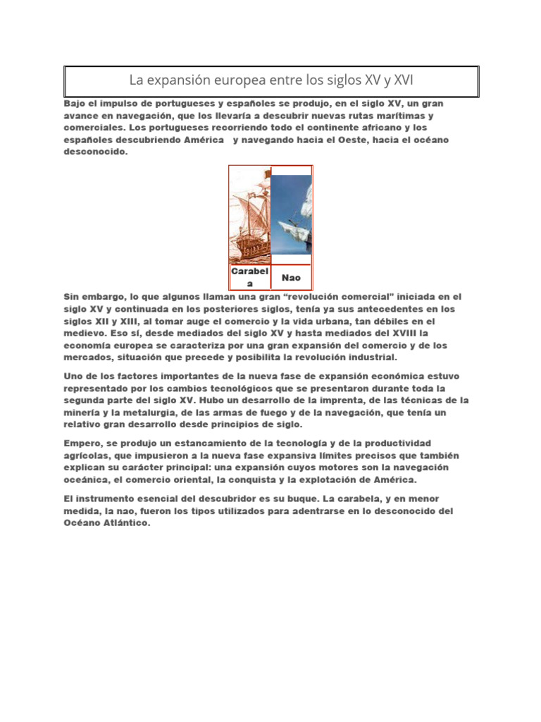 La Expansión Europea Entre Los Siglos XV y XVI | PDF