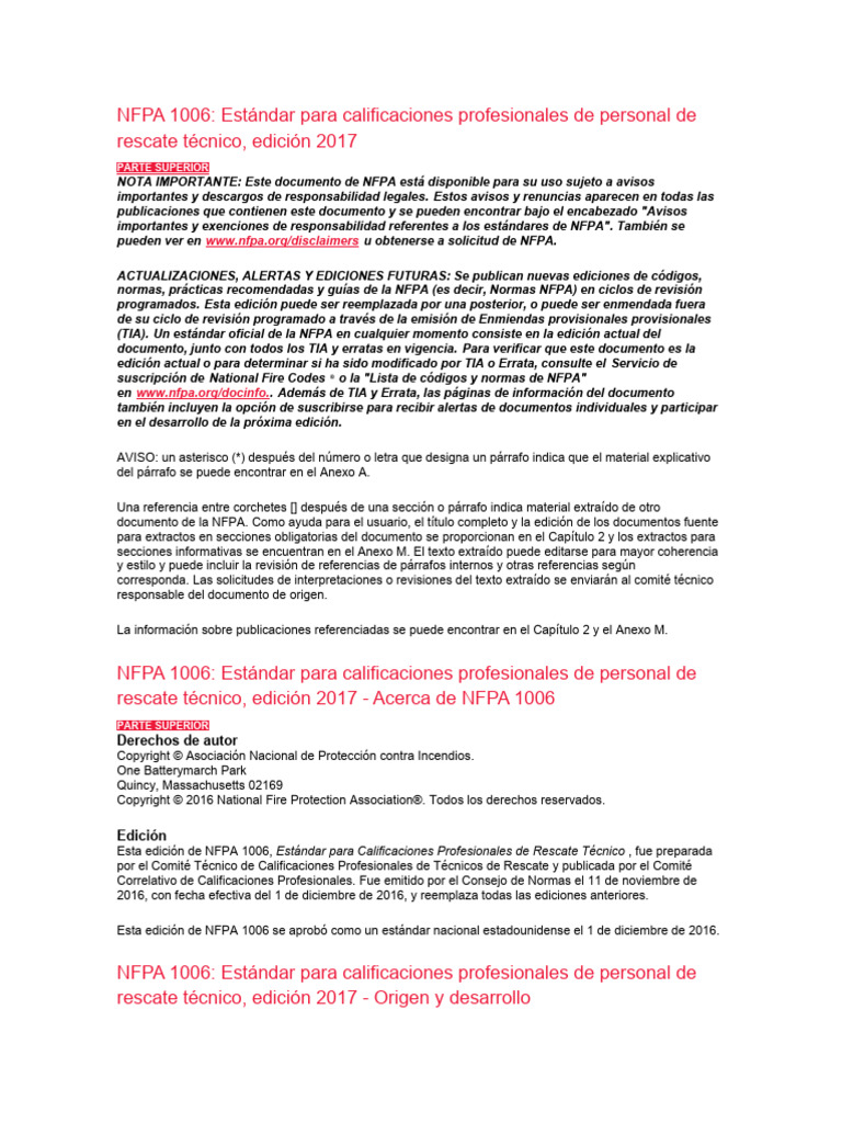 Nfpa 1006 Ed 2017 | PDF