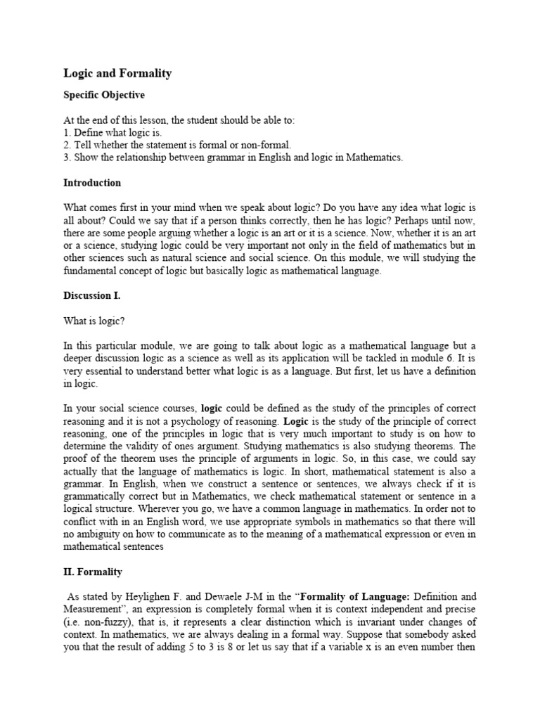 Module 2.3 Logic and Formality | PDF | Theorem | Mathematical Proof