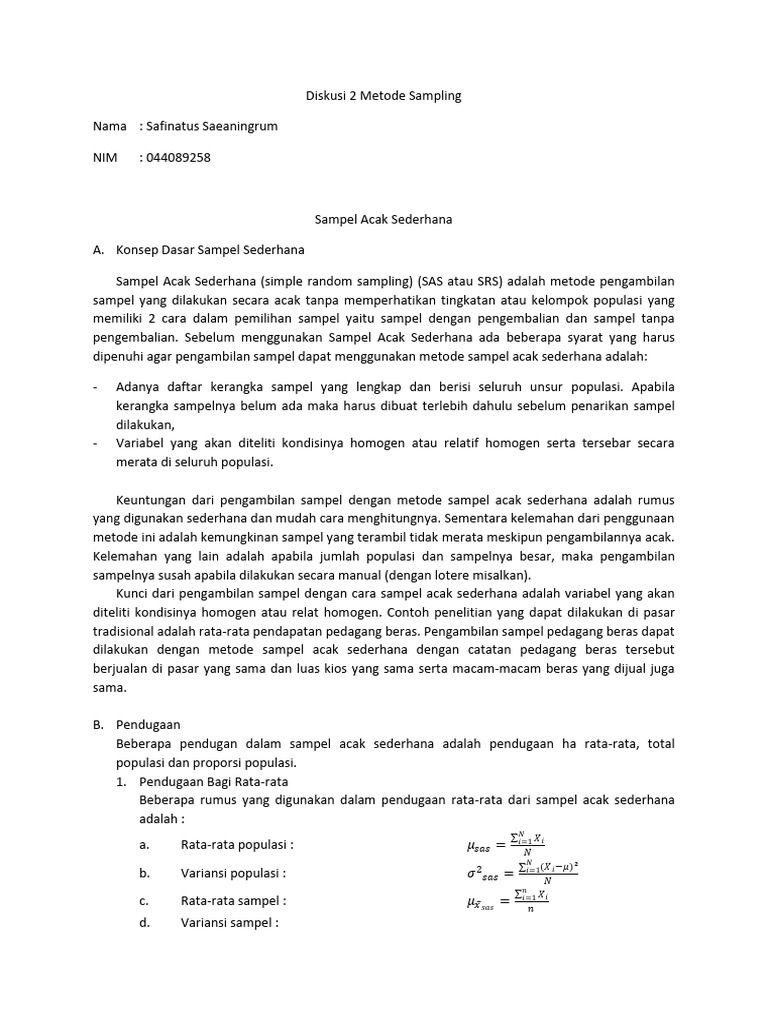 Diskusi 2 Metode Sampling | PDF