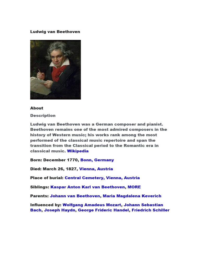 Ludwig van Beethoven: A Biography | PDF