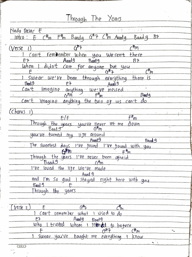 Chord Lagu Through The Years | PDF