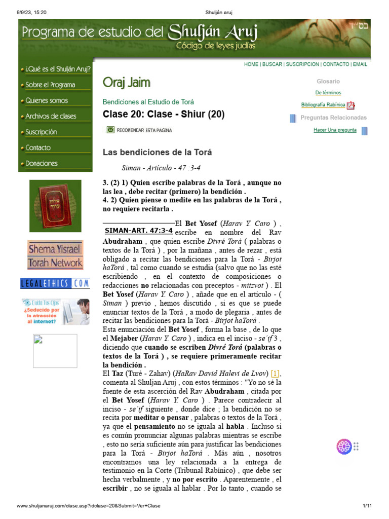 Clase 20-Clase - Shiur | PDF | Tora | Mitzvá