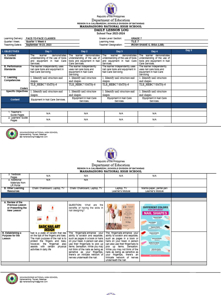 DLL q1 Week4 Tle | PDF | Nail (Anatomy)