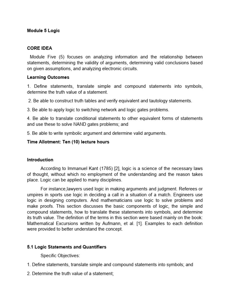 Module 5.1 Logic | PDF