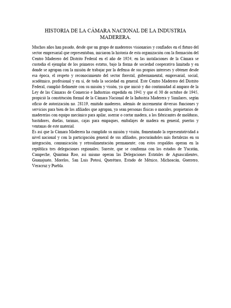 Historia de la Cámara Maderera | PDF