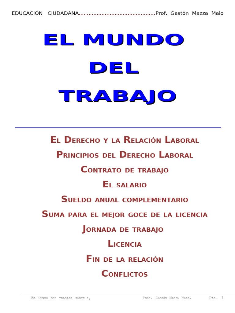 Laboral El Mundo Del Trabajo RL | PDF | Derecho laboral | Salario