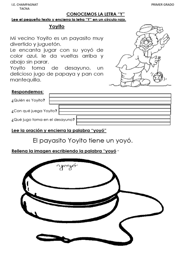 CONOCEMOS LA LETRA Y 1grado | PDF
