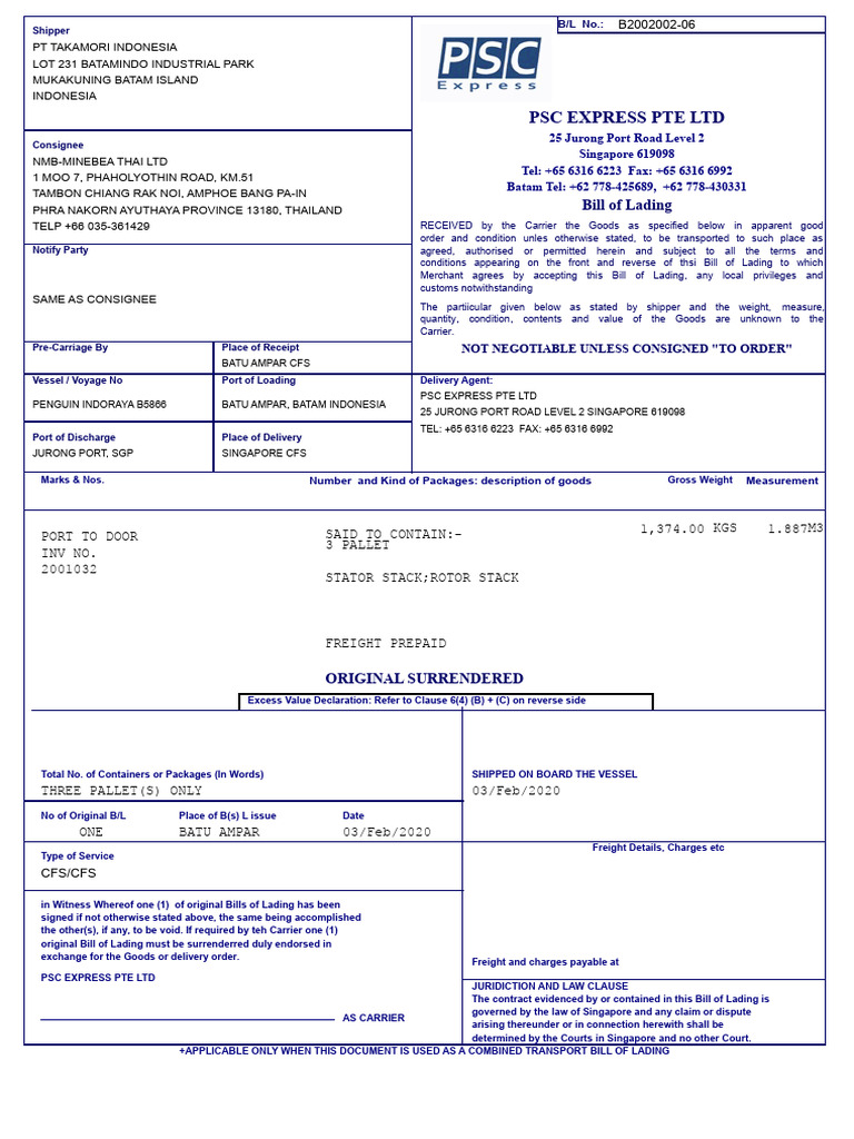 BL Sample | PDF | Cargo | Bill Of Lading