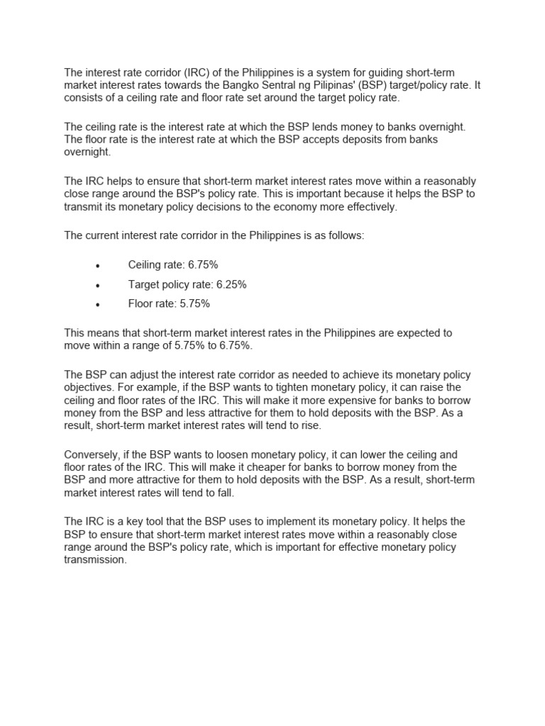 Philippine Interest Rate Corridor Explained | PDF