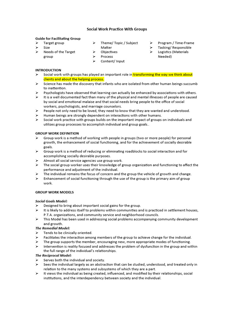 Social Work Practice With Groups | PDF | Social Work | Leadership