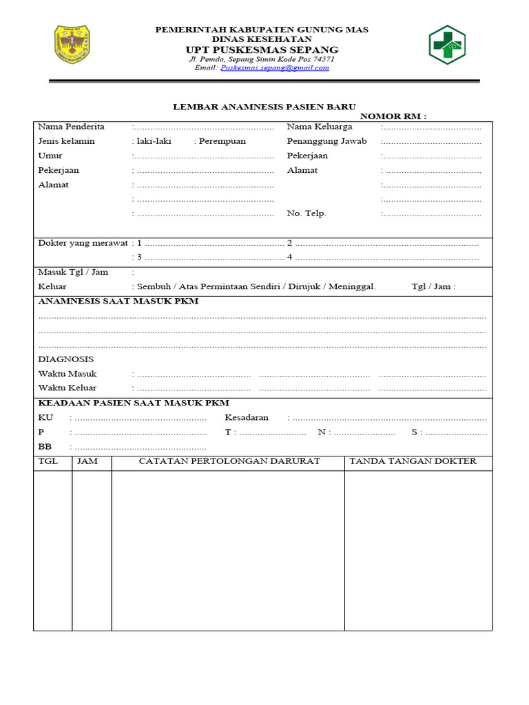 Format Rekam Medik Rawat Inap | PDF