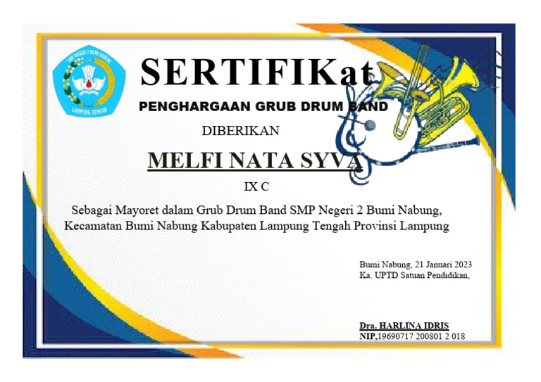 Drum Band Sertifikat | PDF
