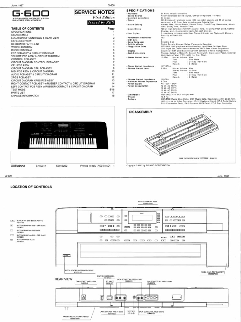 Roland G-600 Service Manual | PDF