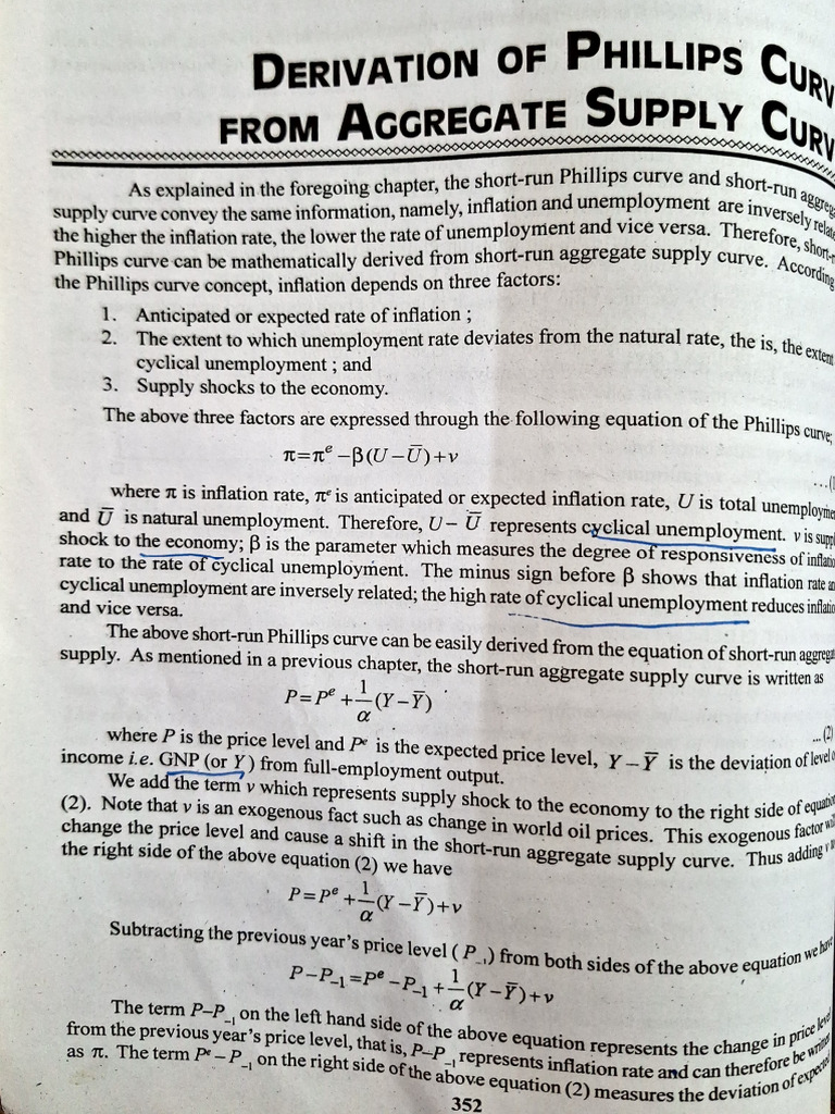 Derivation of Philips Curve | PDF