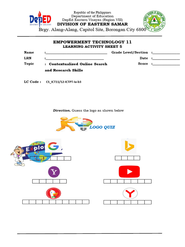 Learning Activity Sheet 5 | PDF