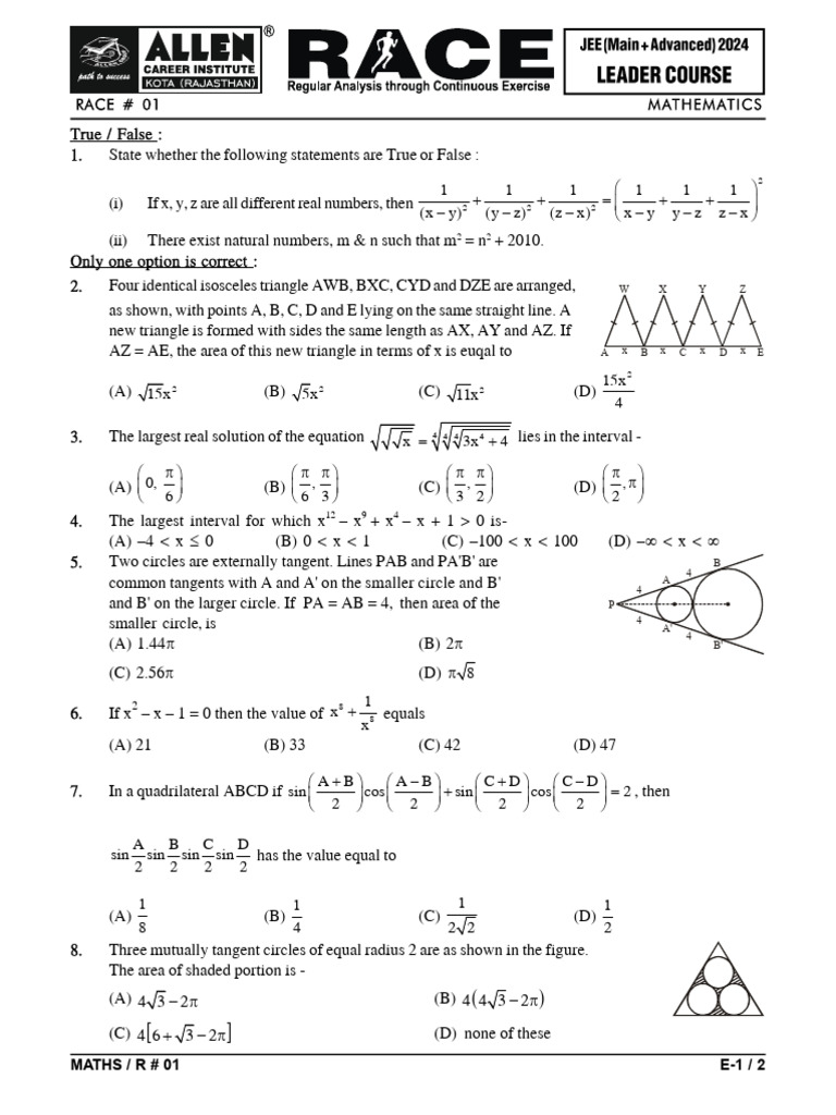 01 Race (Leader Live) - 01 Race (L III, IV, V) Basic Maths | PDF