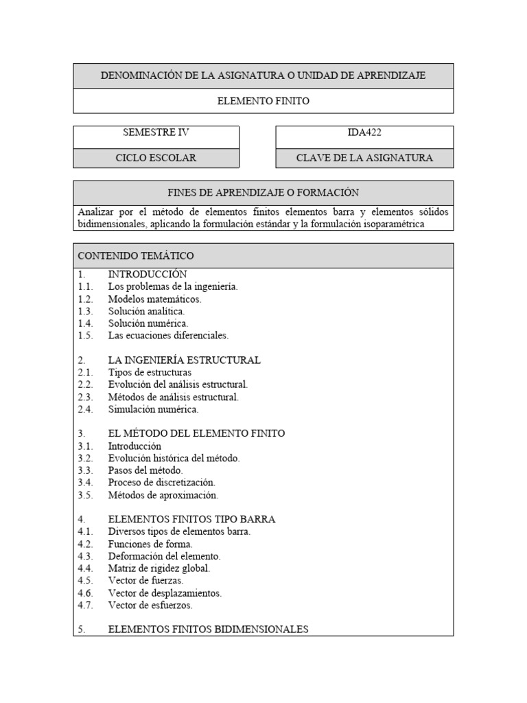 Temario Elemento Finito | PDF