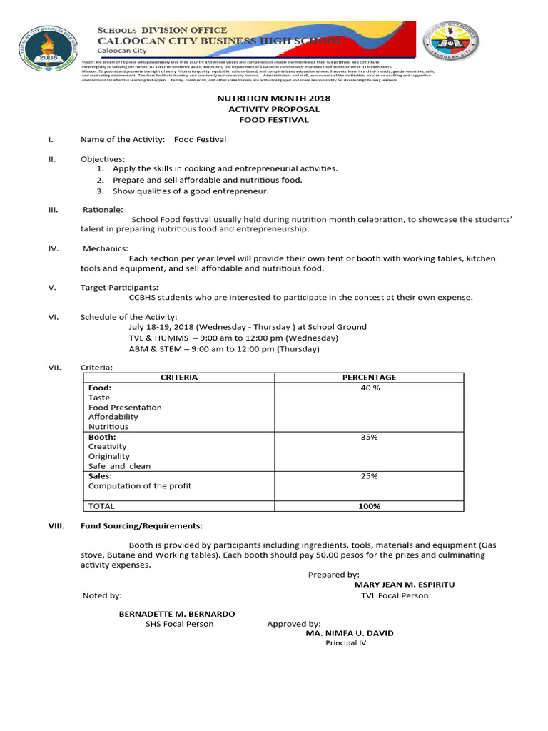 Proposal For FOOD Festival | PDF