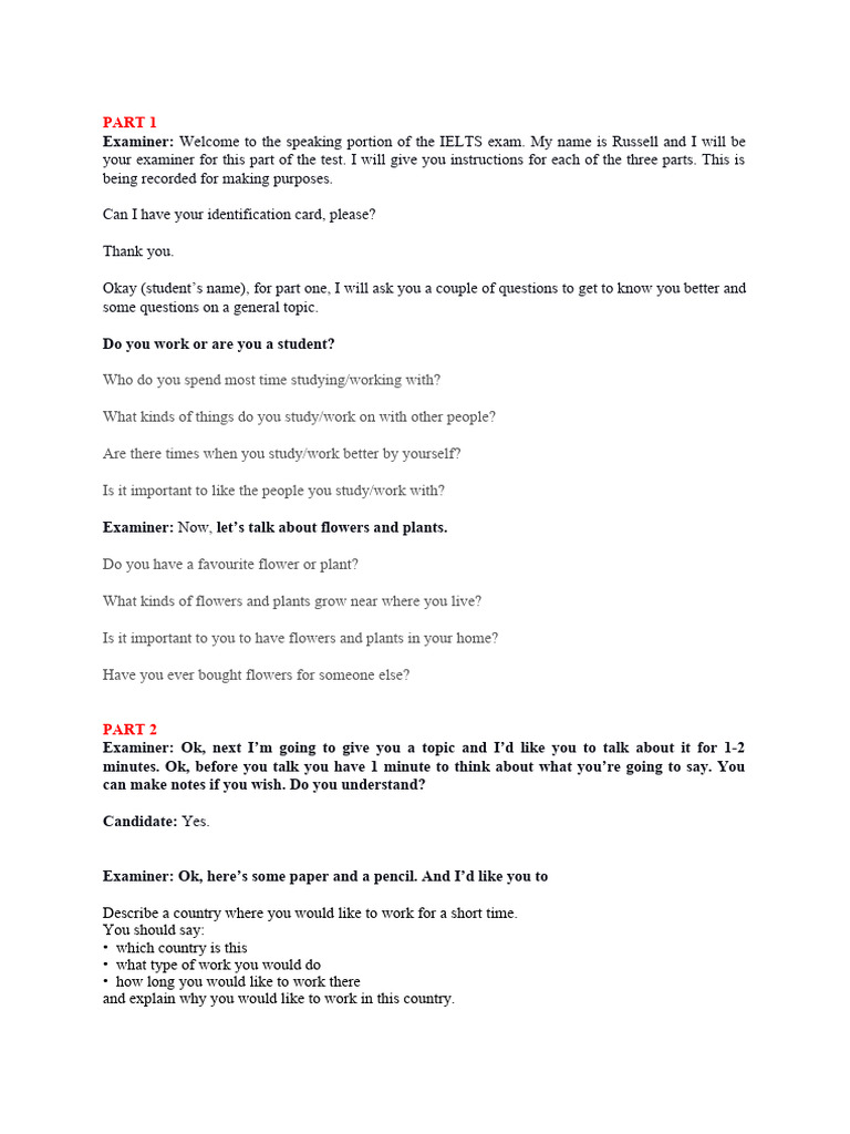 IELTS Speaking Mock Test 3 | PDF