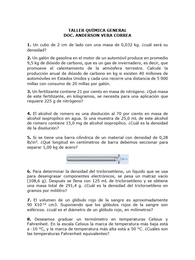 Taller Química General Repaso | PDF