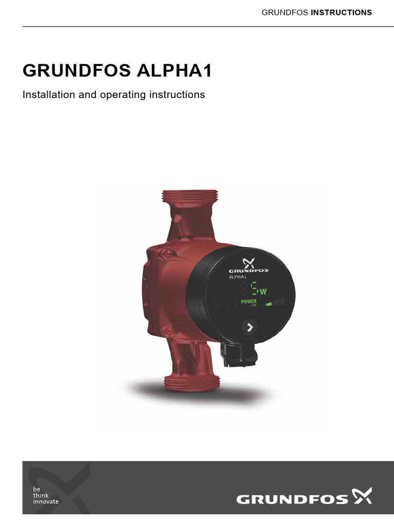 Grundfos ALPHA1 Installation Guide | PDF | Electrical Connector | Pump
