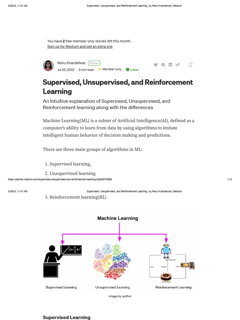 Supervised, Unsupervised, and Reinforcement Learning - by Renu ...