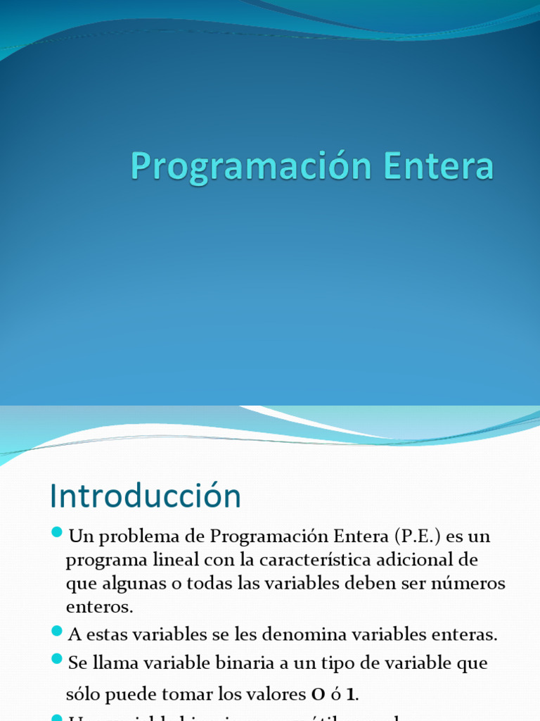 Clase Programacion Entera | PDF | Programación lineal | Informática