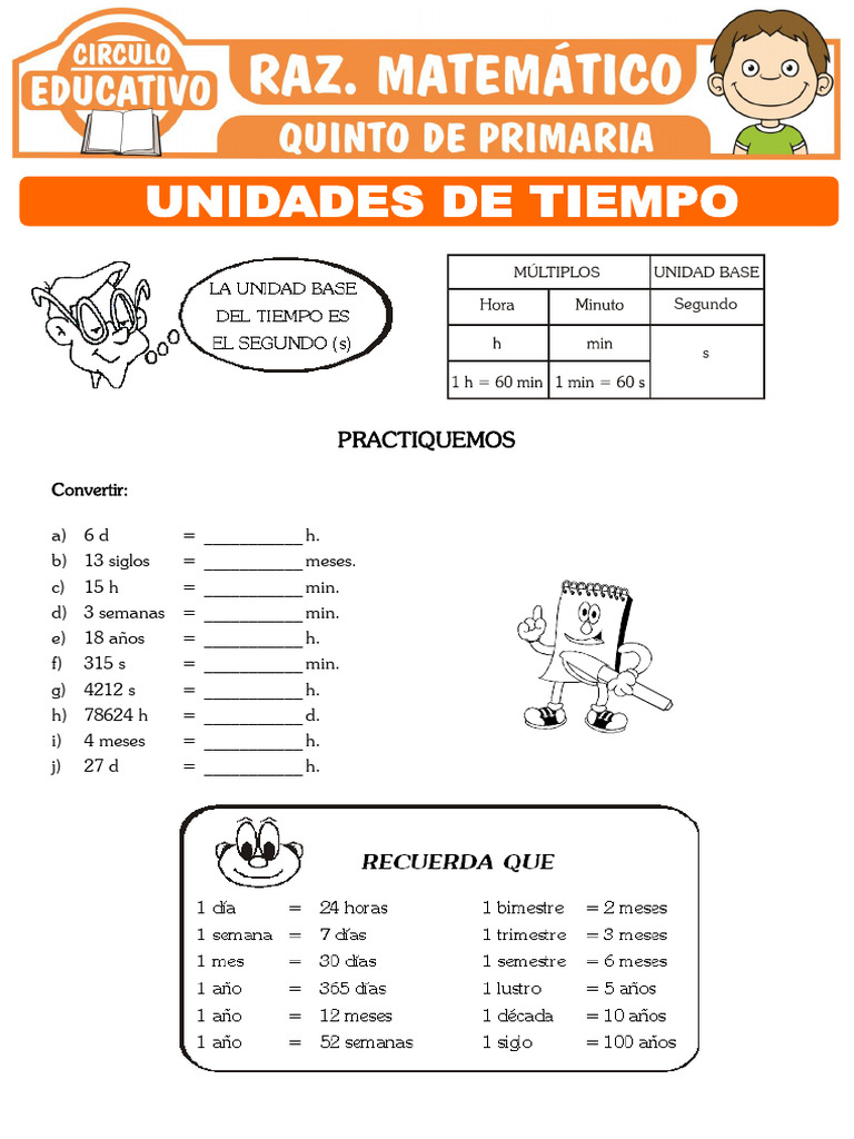 Unidades de Tiempo para Quinto de Primaria | PDF