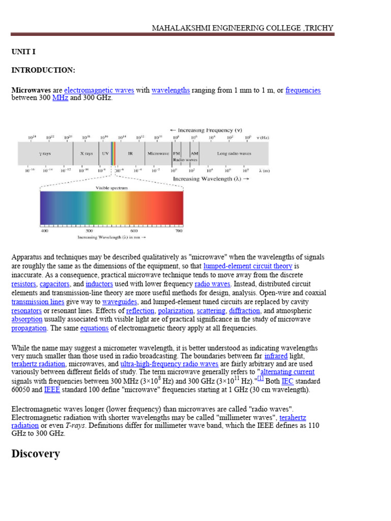 EC2403 RF and Microwave Engineering Lecture Notes | PDF