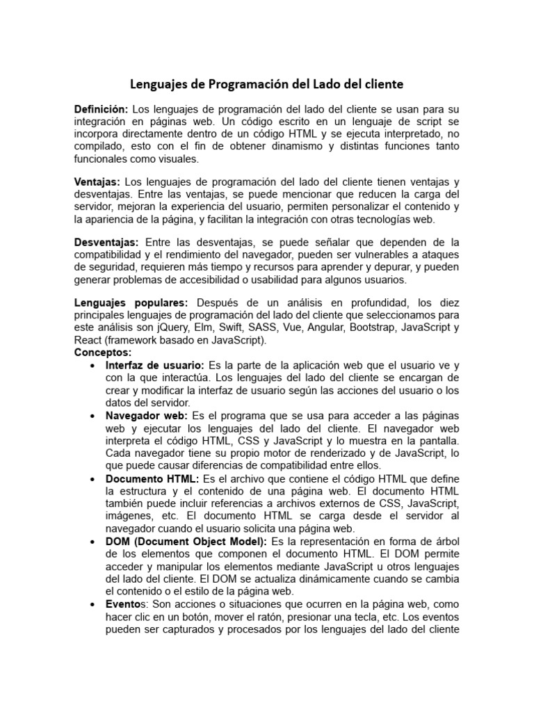 Lenguajes de Programación Del Lado Del Cliente | PDF
