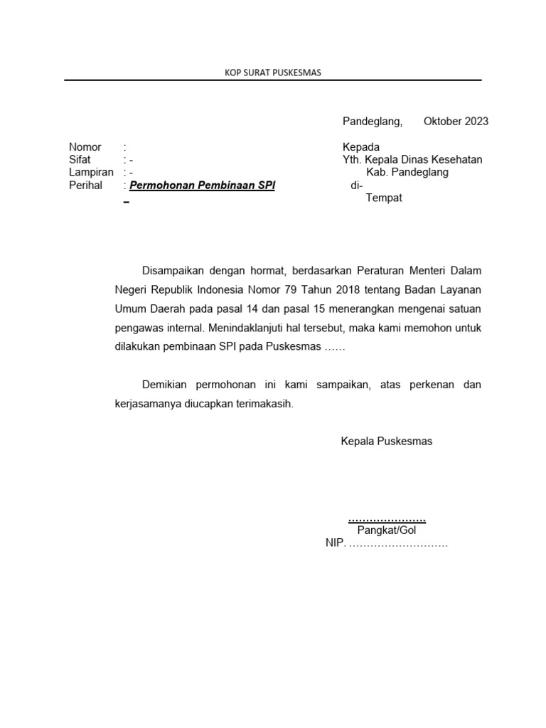 Contoh Surat Spi | PDF