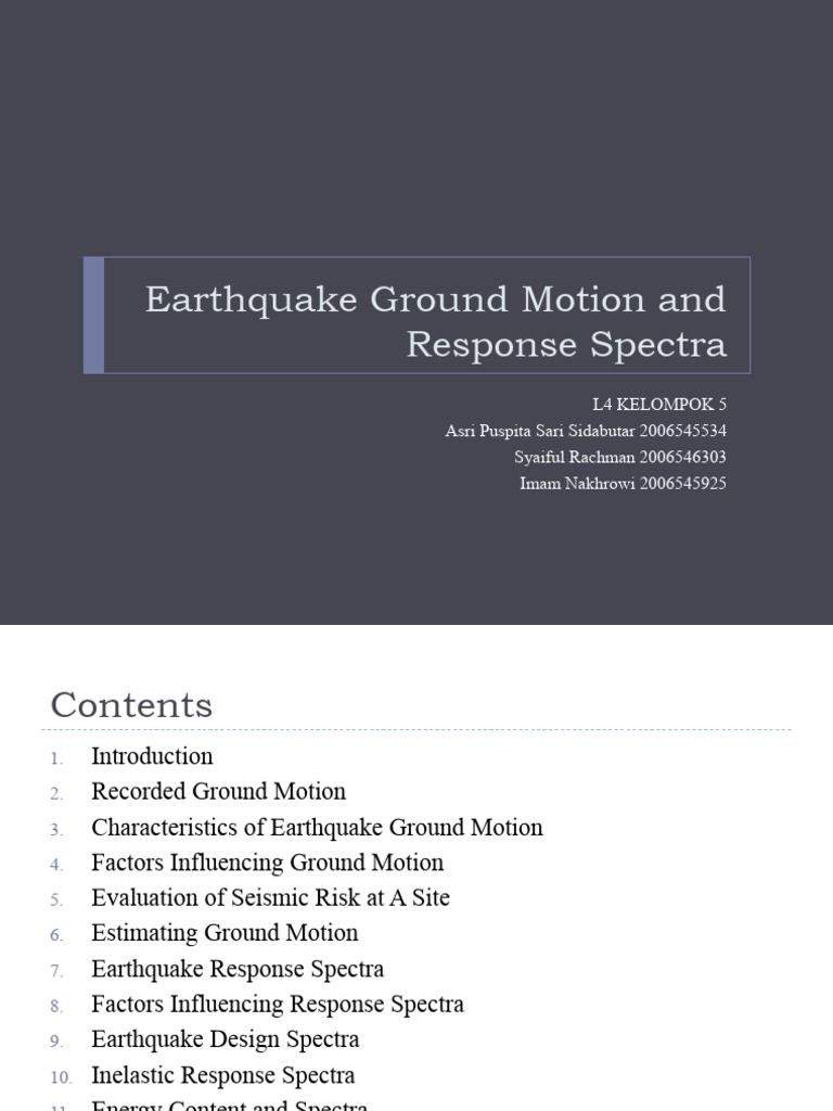 L2-Earthquake Ground Motion and Response Spectra-Kelompok 5 | PDF | Earthquakes | Moment ...