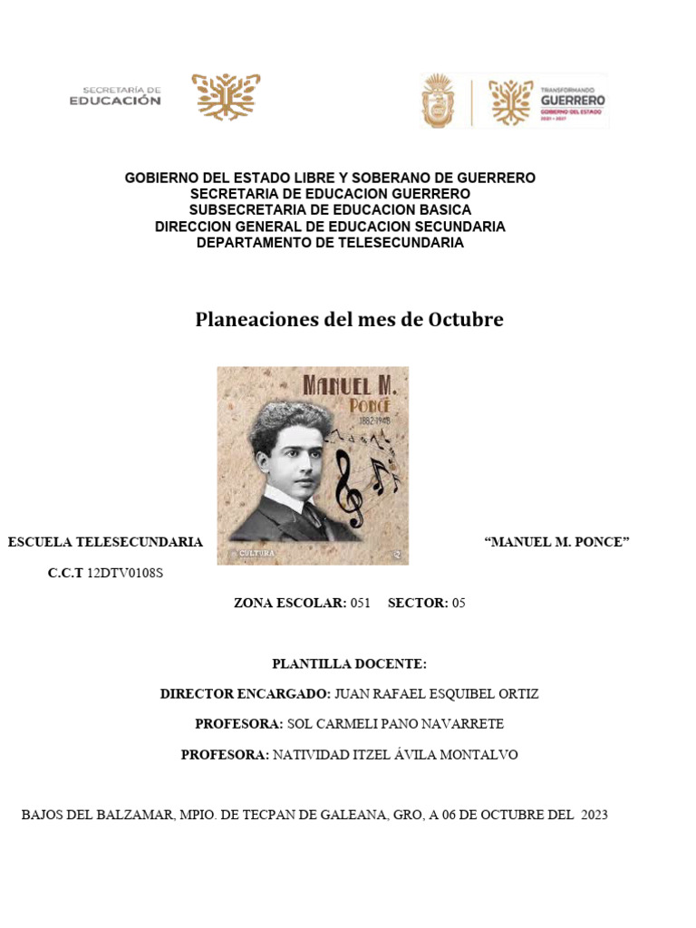 Primer Mes de Trabajo Plan Octubre | PDF