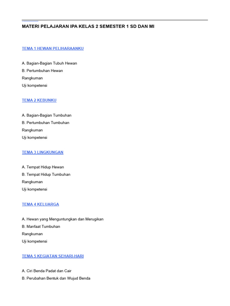 List Materi Ipa SD Kelas 2 | PDF