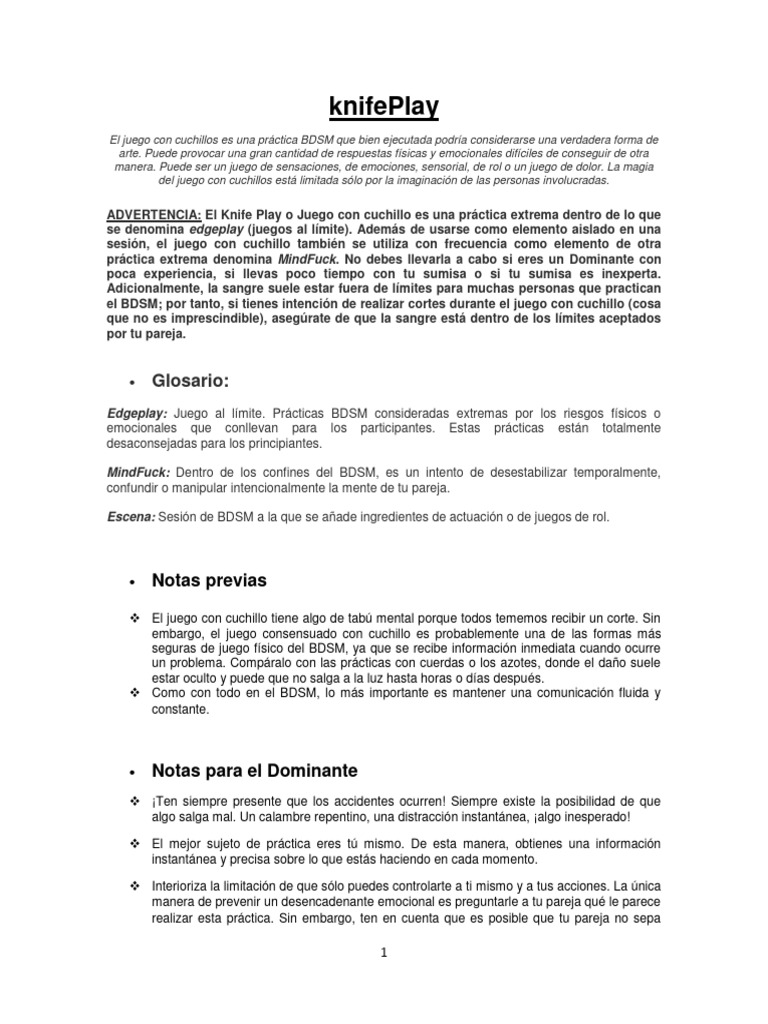 Knife Play | PDF | Cuchillo | Bdsm