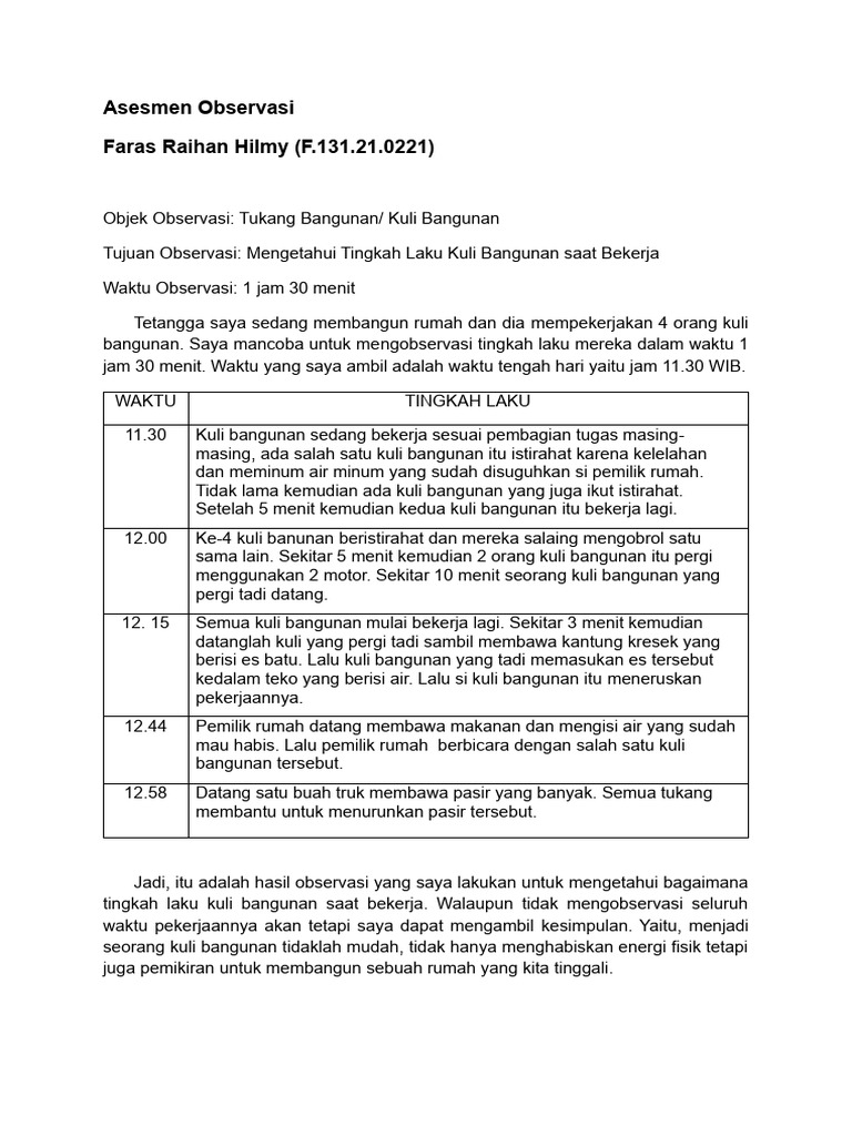 Asesmen Observasi UTS | PDF