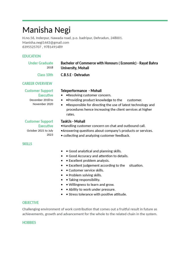 Manisha Resume | PDF