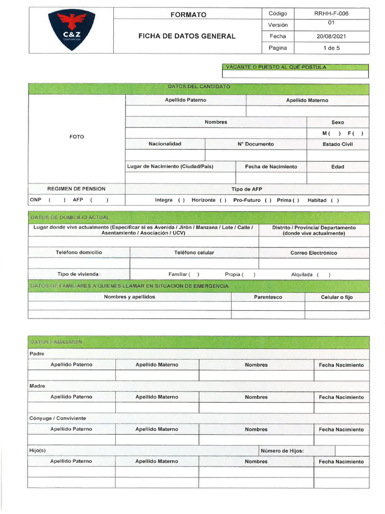 Ficha Personal | PDF