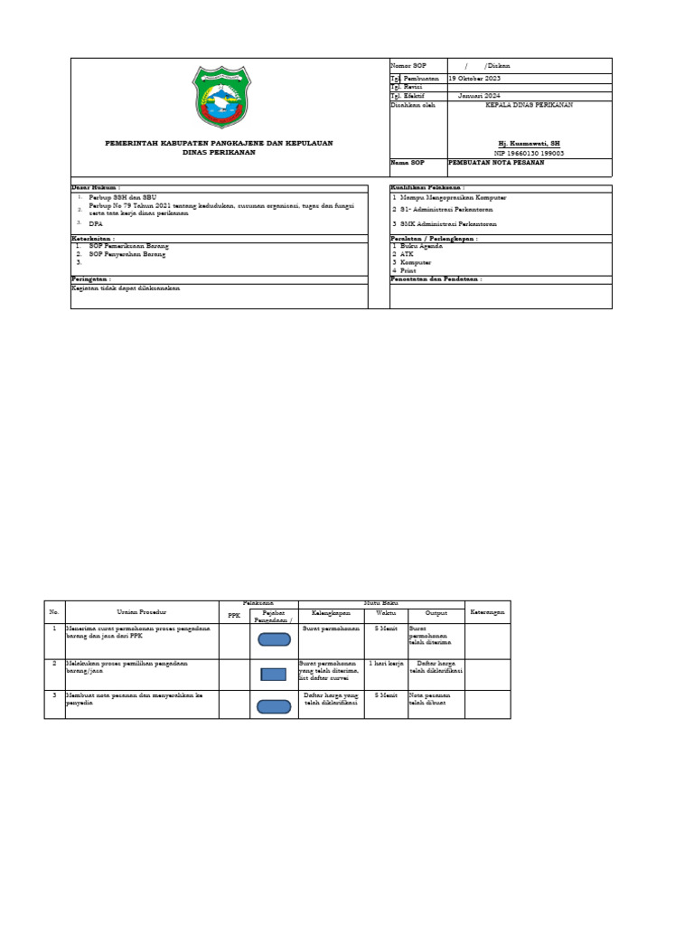 Prosedur Pembuatan Nota Pesanan | PDF