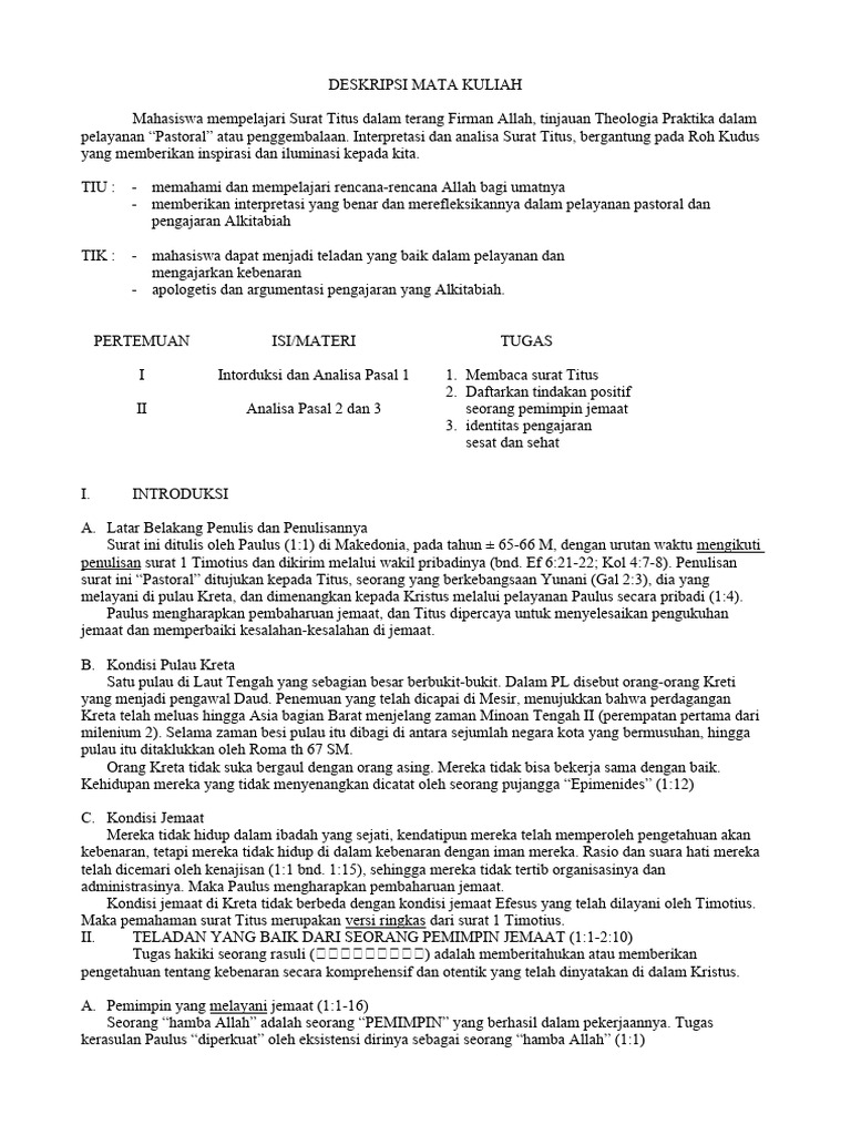 Analisis Surat Titus dalam Pelayanan | PDF