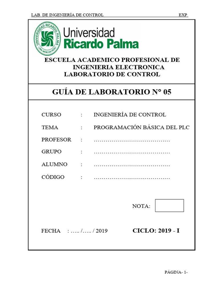 Lab 05 Ingenieria de Control (Programación Básica Del PLC) | PDF ...
