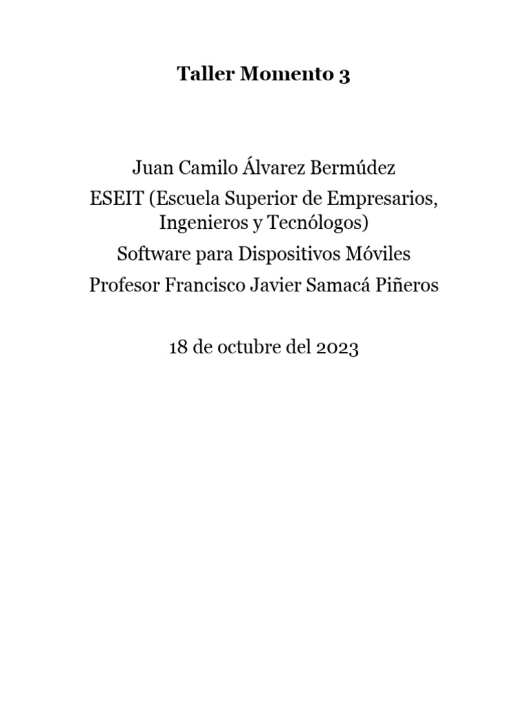 Taller Momento 3 | PDF | Software de la aplicacion | Interfaz de usuario