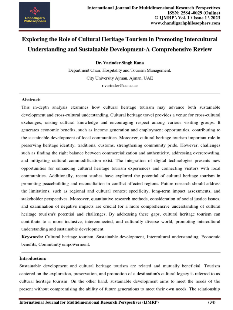 Exploring The Role of Cultural Heritage Tourism in Promoting ... Exploring The Role of Cultural Heritage Tourism in Promoting ...
