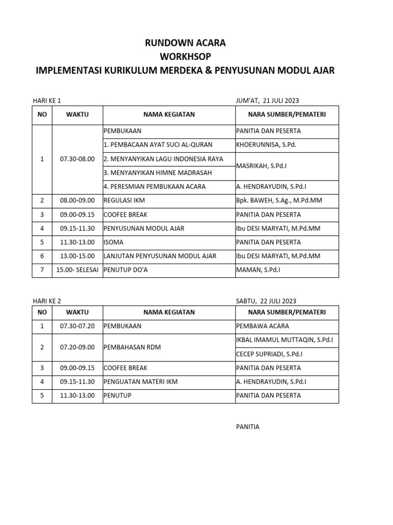 Workshop Kurikulum Merdeka 2023 | PDF