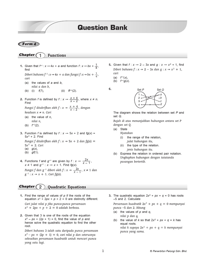 (AddMath F4) QB (Add Math F5) | PDF | Quadratic Equation | Equations