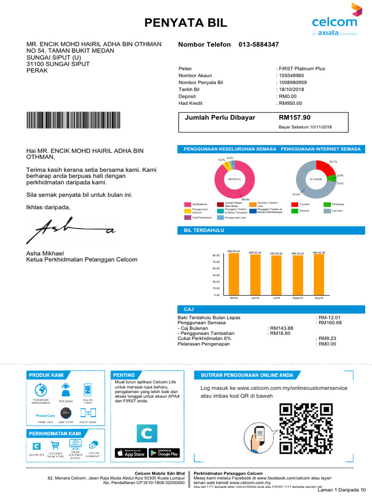 Penyata Bil: Nombor Telefon 013-5884347 | PDF