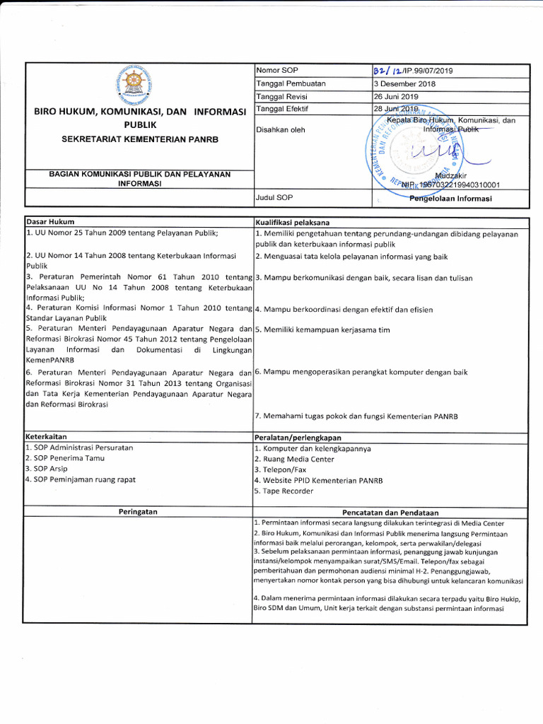 SOP Pengelolaan Informasi | PDF