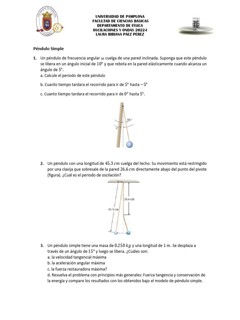 Péndulo Simple y de Torsión | PDF