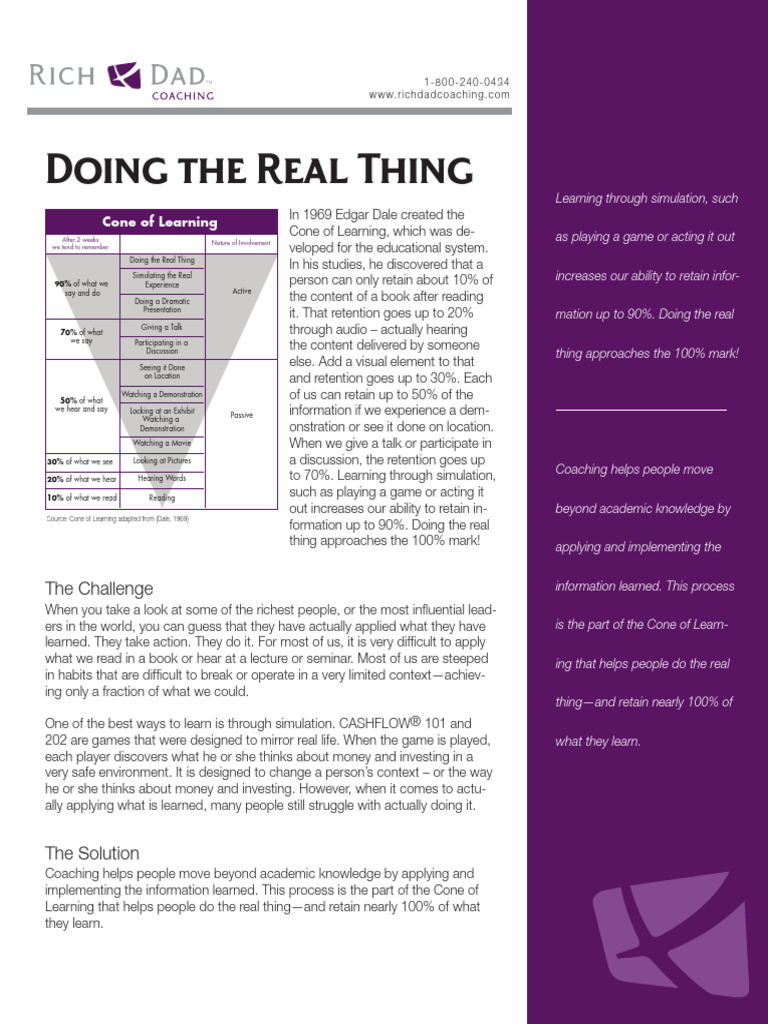 Rich Dad Coaching - Doing The Real Thing | PDF